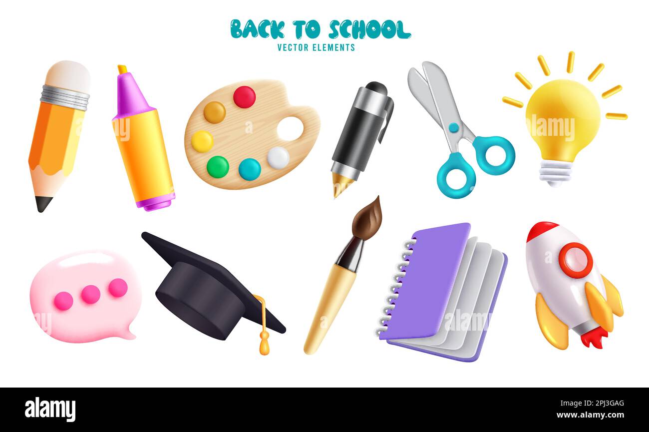 Back to school vector elements set design. School educational supplies ...