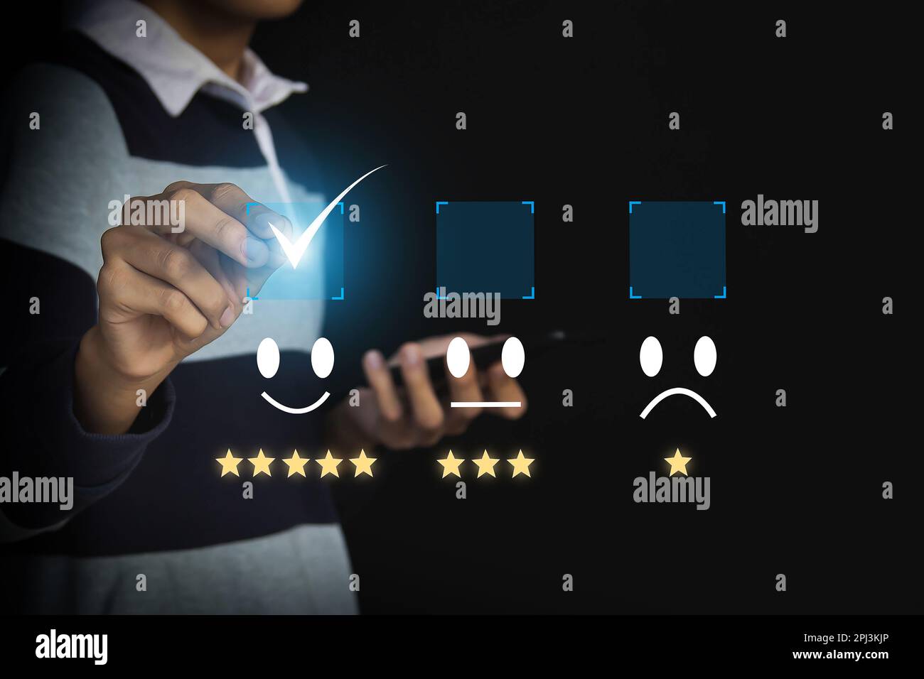 Business Service Satisfaction Concept Touch Screen Happy Smile icon ...