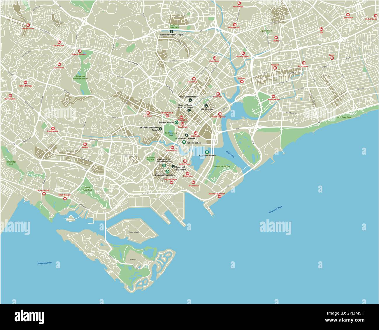Vector city map of Singapore with well organized separated layers Stock ...