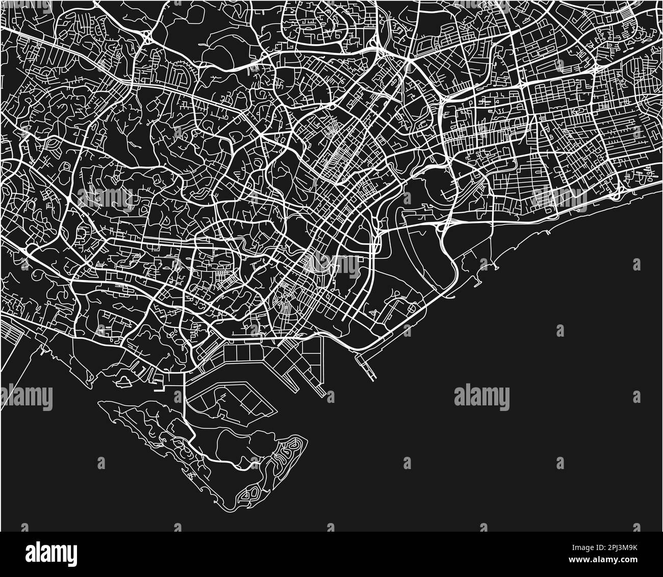Black and white vector city map of Singapore with well organized separated layers Stock Vector ...