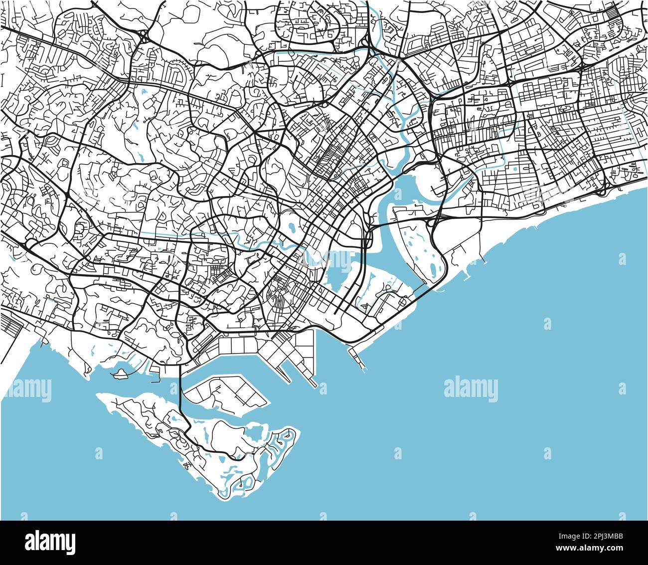 Black and white vector city map of Singapore with well organized separated layers Stock Vector ...