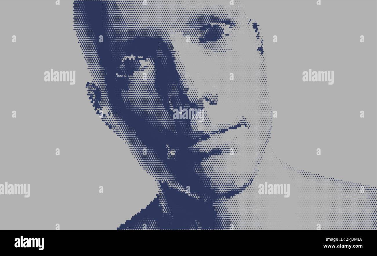 Abstract man head made from dots. Cover design template. Facial ...