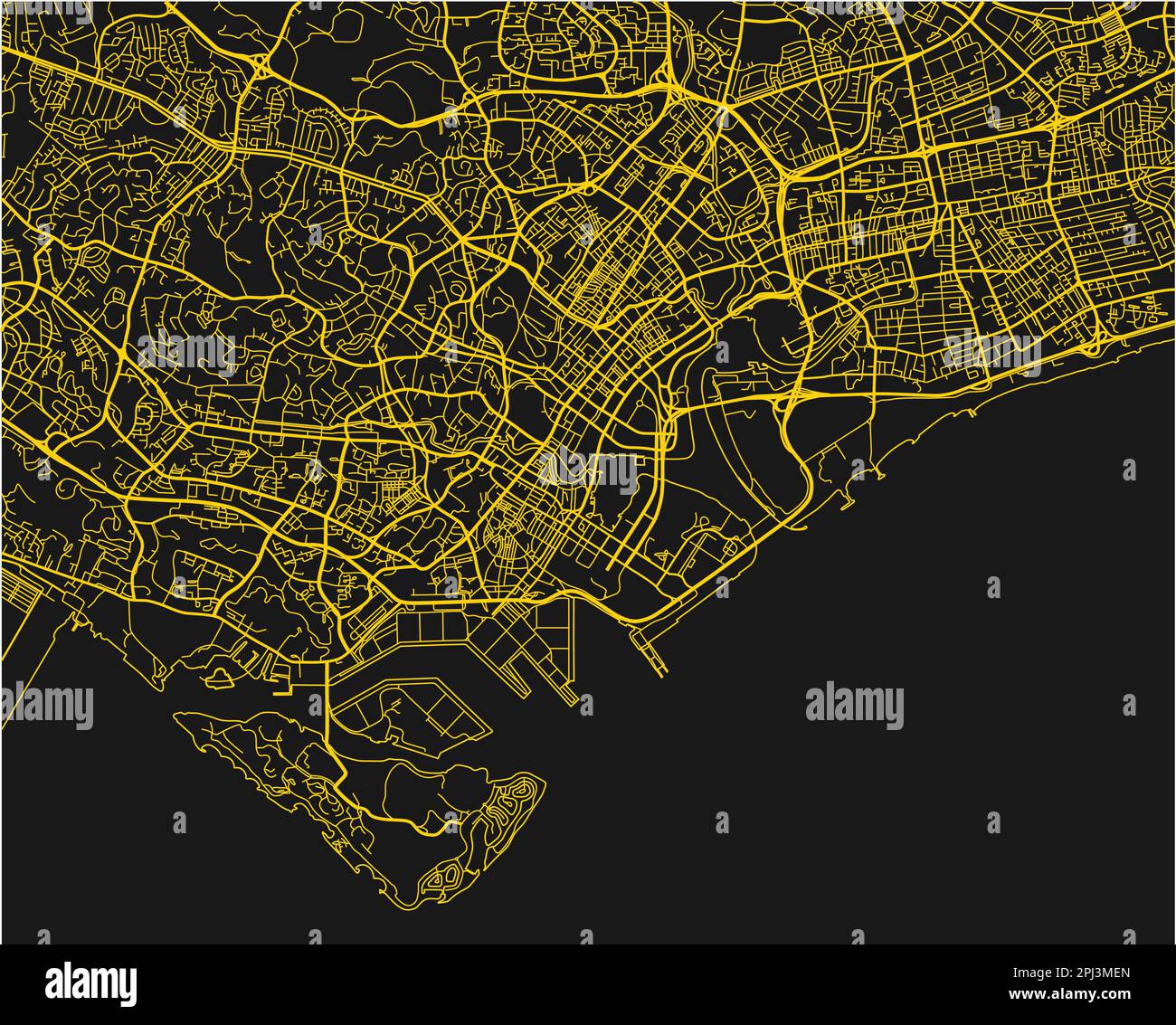 Black and yellow vector city map of Singapore with well organized separated layers Stock Vector ...