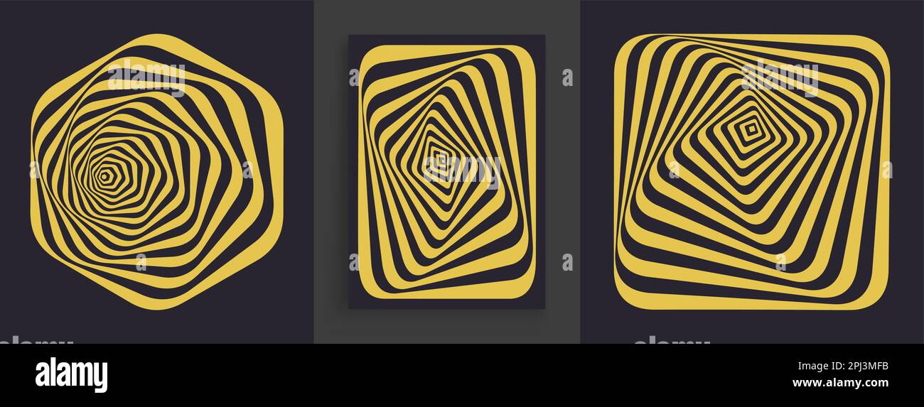 Abstract striped design element. Optical art. 3d vector illustration ...