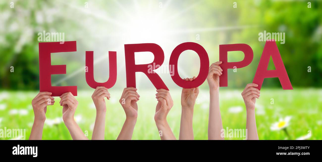 People Hands Building Word Europa Means Europe, Grass Meadow Stock ...