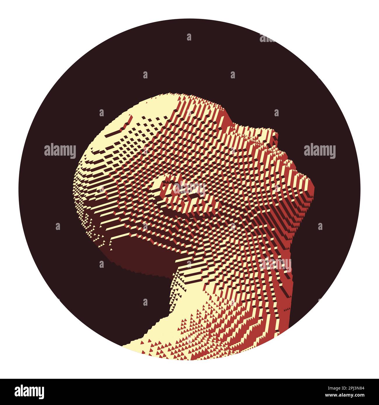 Man looking up. Abstract digital human head. Minimalistic design for ...