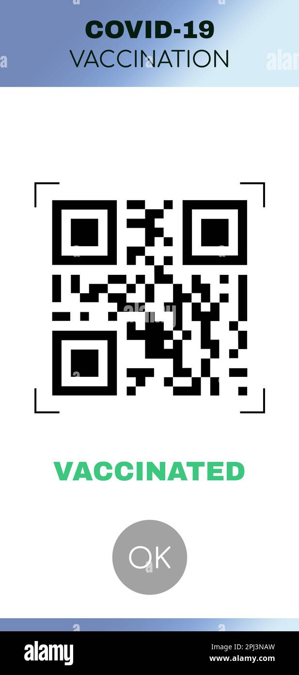 Electronic COVID-19 vaccination certificate with QR code, illustration ...