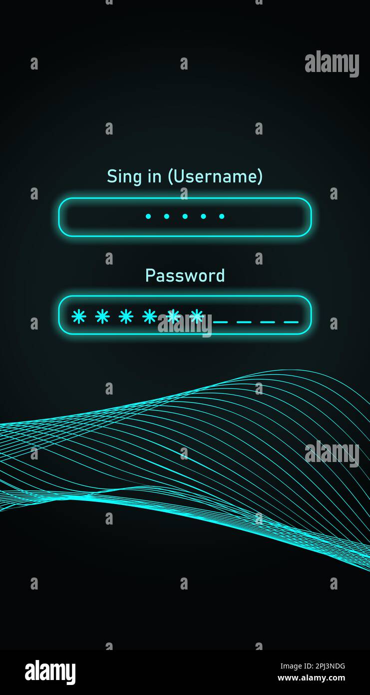 Blocked screen of gadget with line for password, illustration. Cyber ...