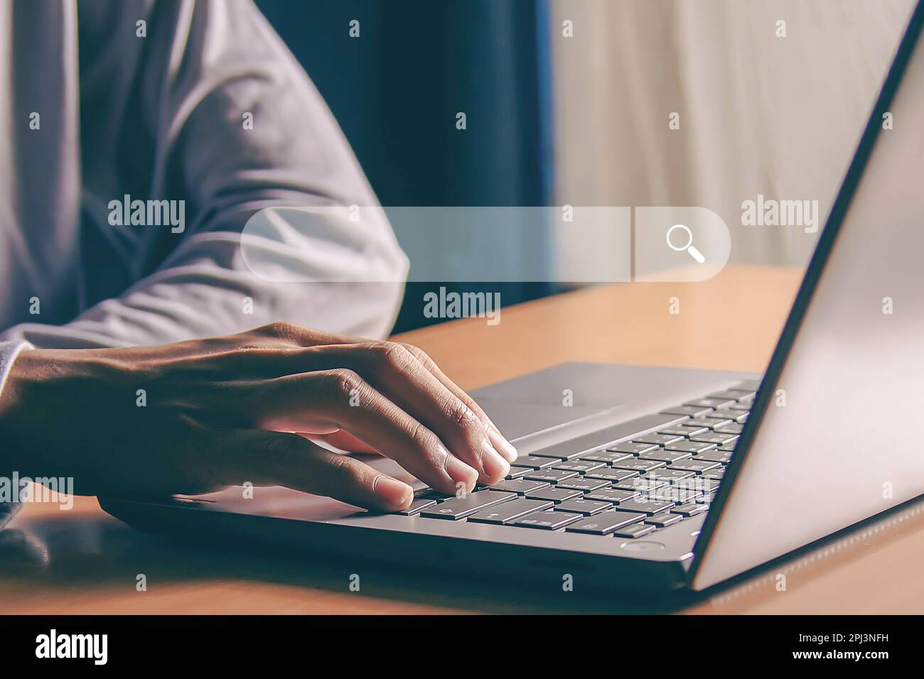 Searching the internet with a search bar working on a smartphone ...