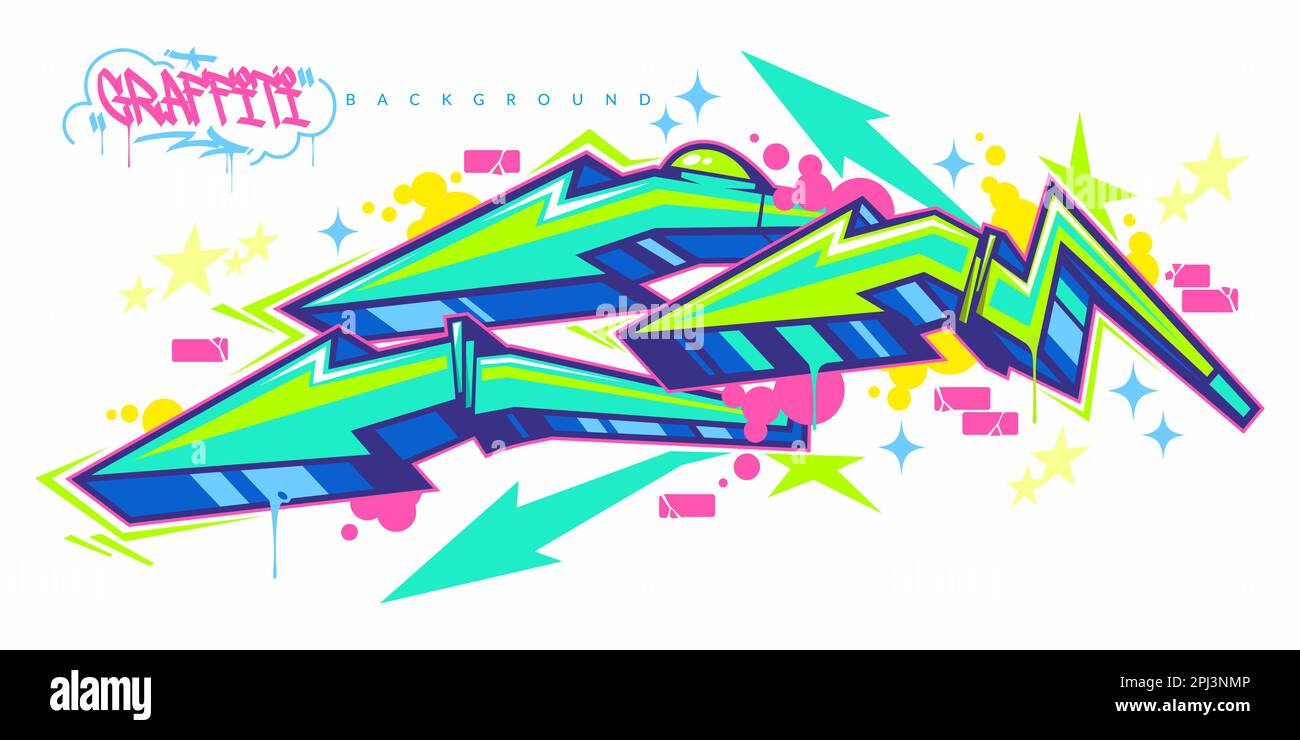 Trendy Colorful Abstract Urban Street Art Graffiti Style Arrows Vector ...