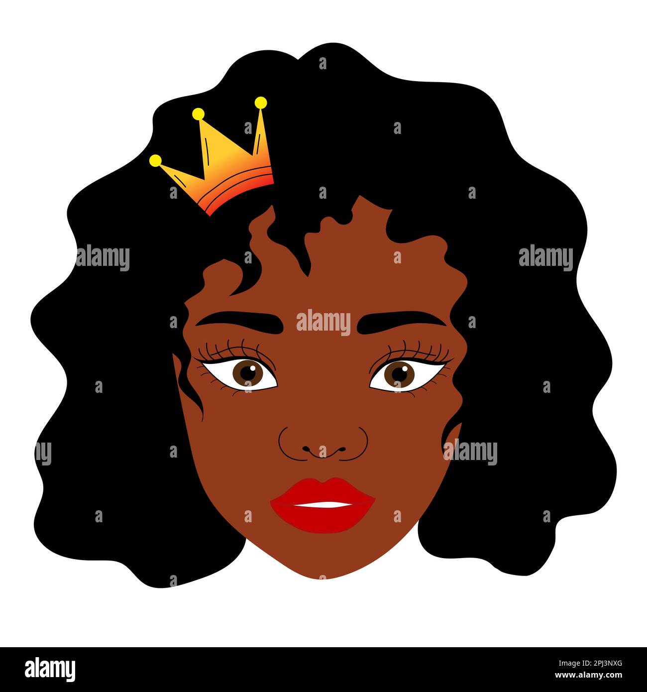 Black Woman Head With Gold Crown Vector Illustration Of A Black Girl