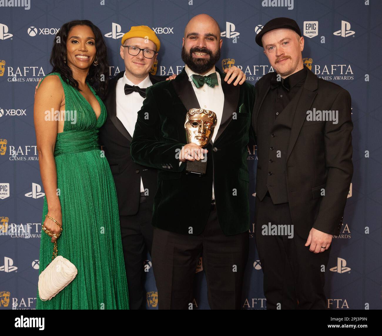 L-R) Corporate Vice President of Xbox, Sarah Bond, Andrew Fray, Andreas ...