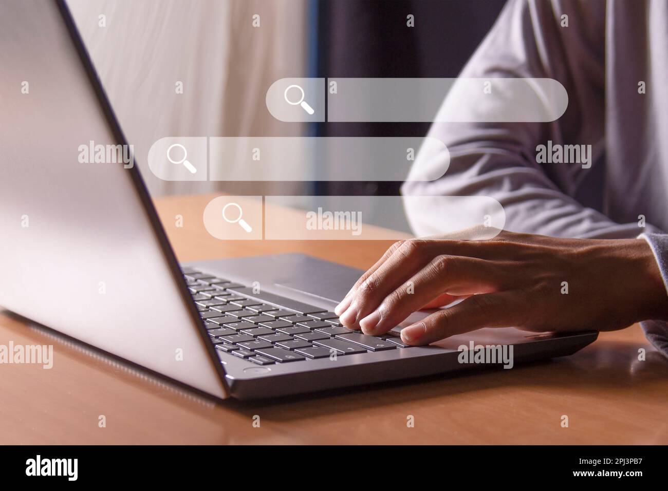 Searching the internet with a search bar working on a smartphone ...