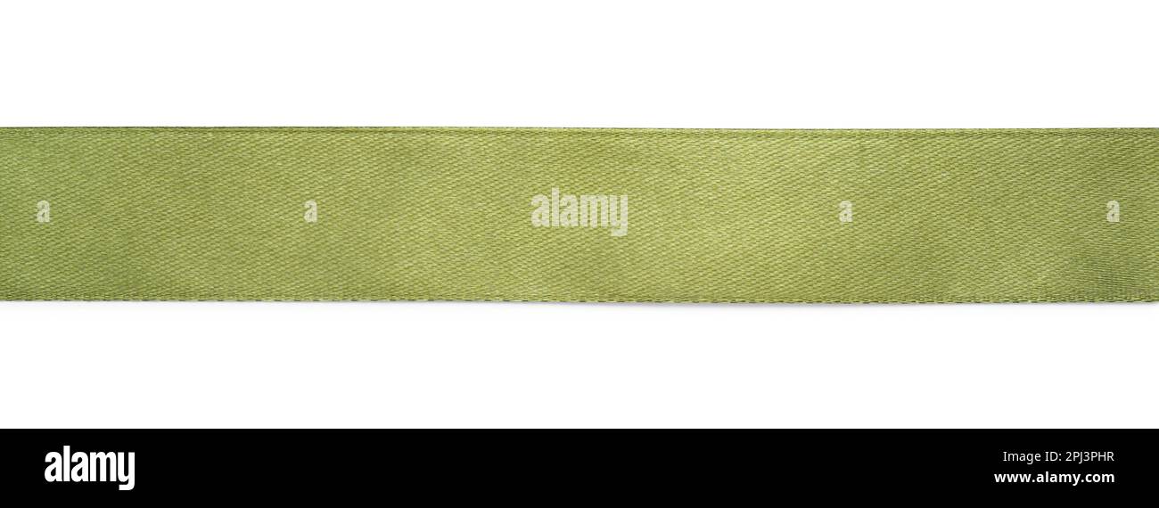 Beautiful olive ribbon isolated on white, top view Stock Photo - Alamy