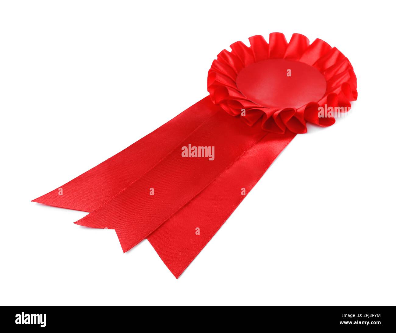One red award ribbon isolated on white Stock Photo - Alamy