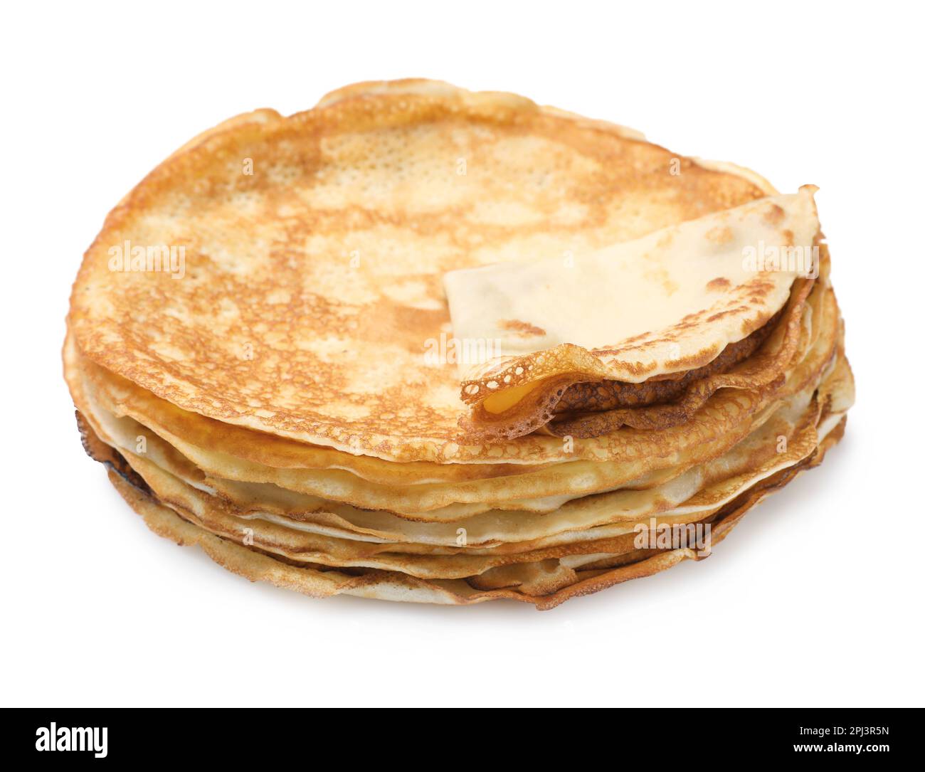 Stack of delicious crepes on white background Stock Photo - Alamy