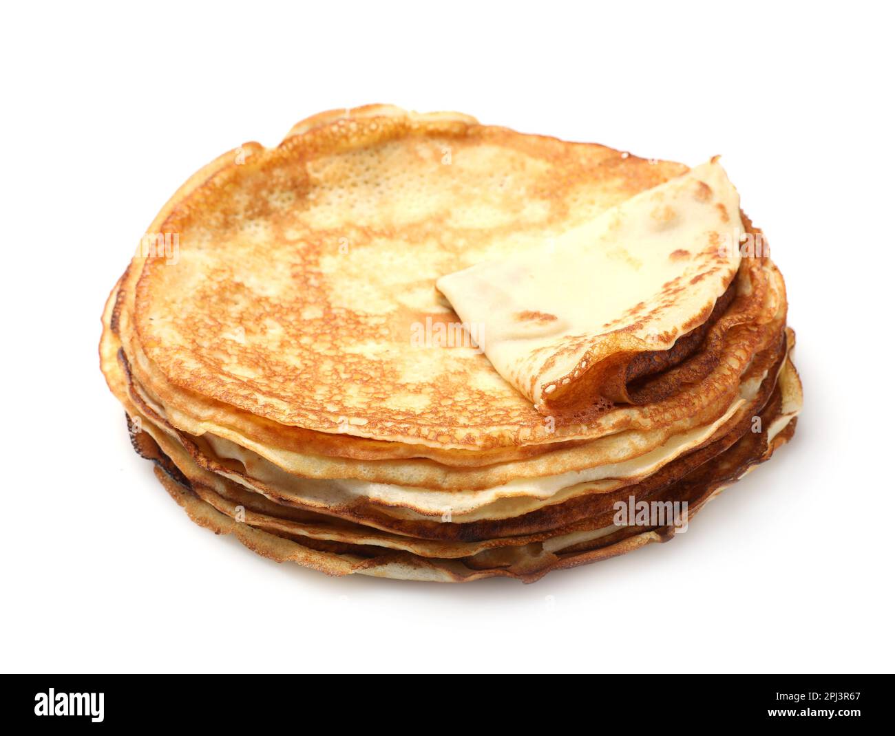 Stack of delicious crepes on white background Stock Photo - Alamy