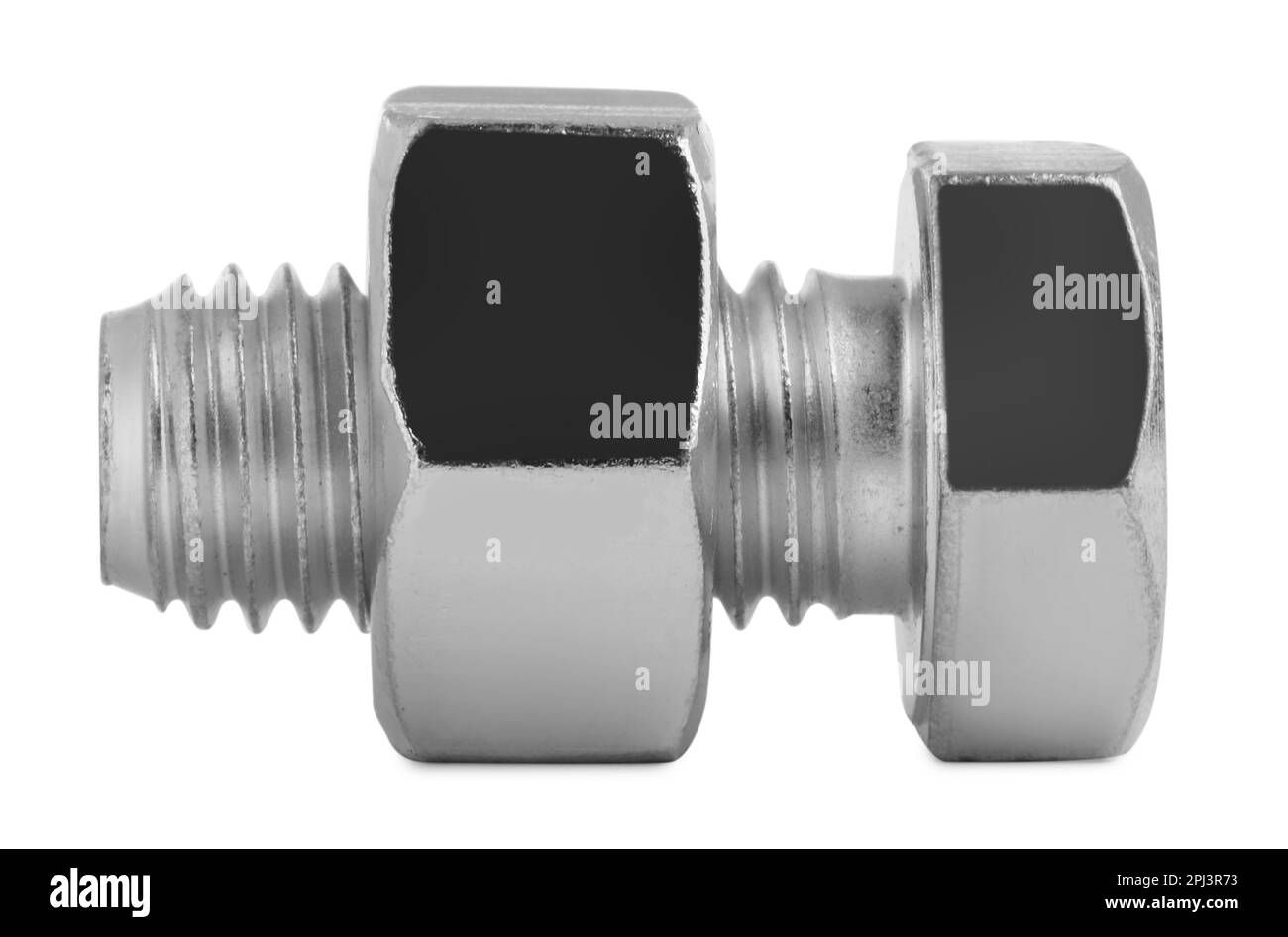 Metal hex bolt with nut isolated on white Stock Photo - Alamy