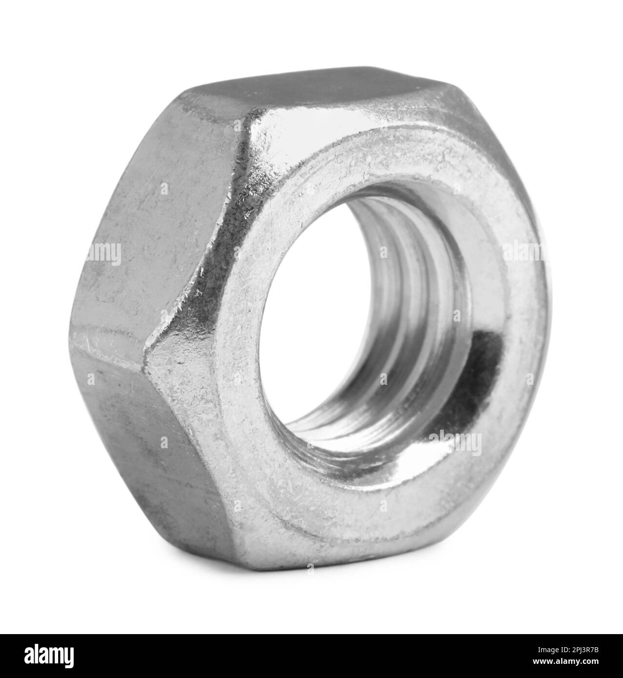 One metal hex nut on white background Stock Photo - Alamy