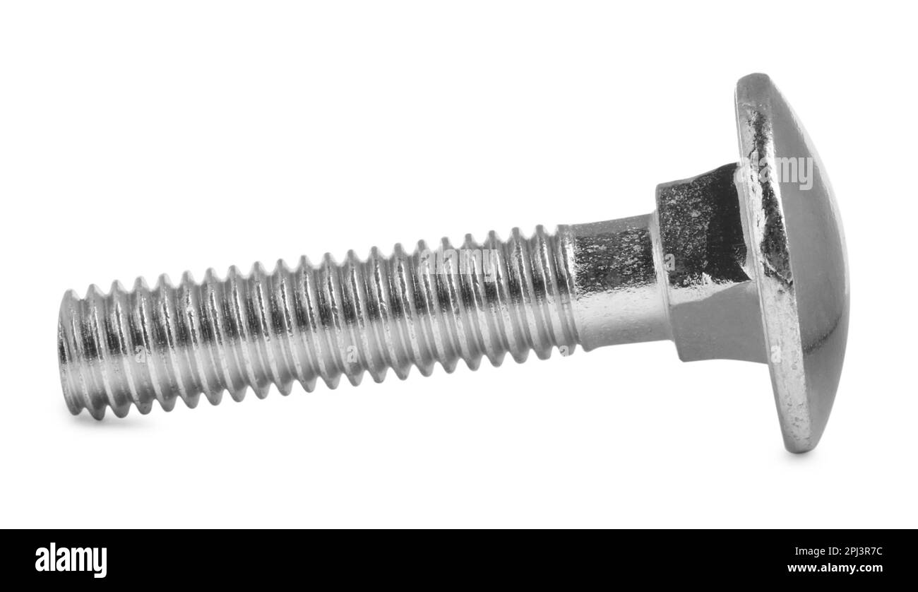 One metal carriage bolt isolated on white Stock Photo - Alamy