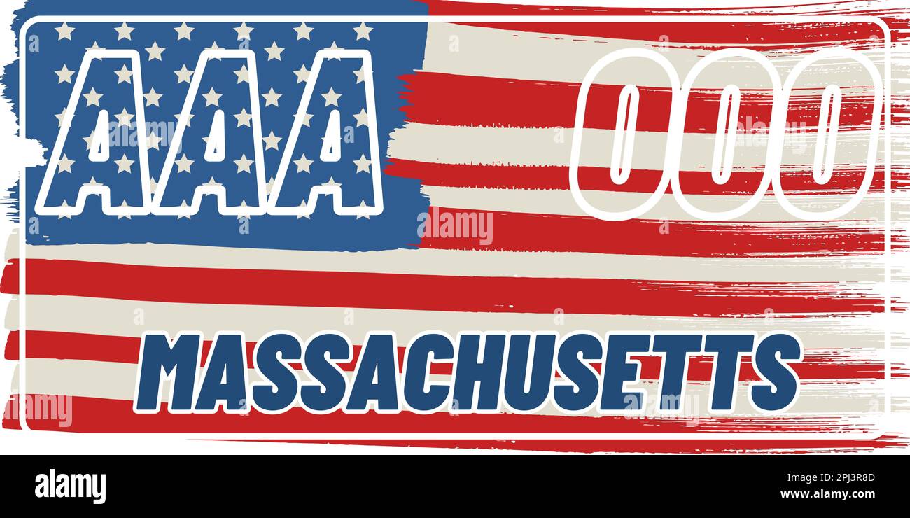 Vehicle license plates marking in Massachusetts in United States of ...