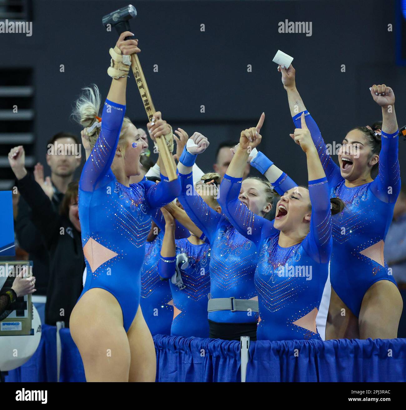 March 30, 2023: Boise State's Courtney Blackson and her teammates ...