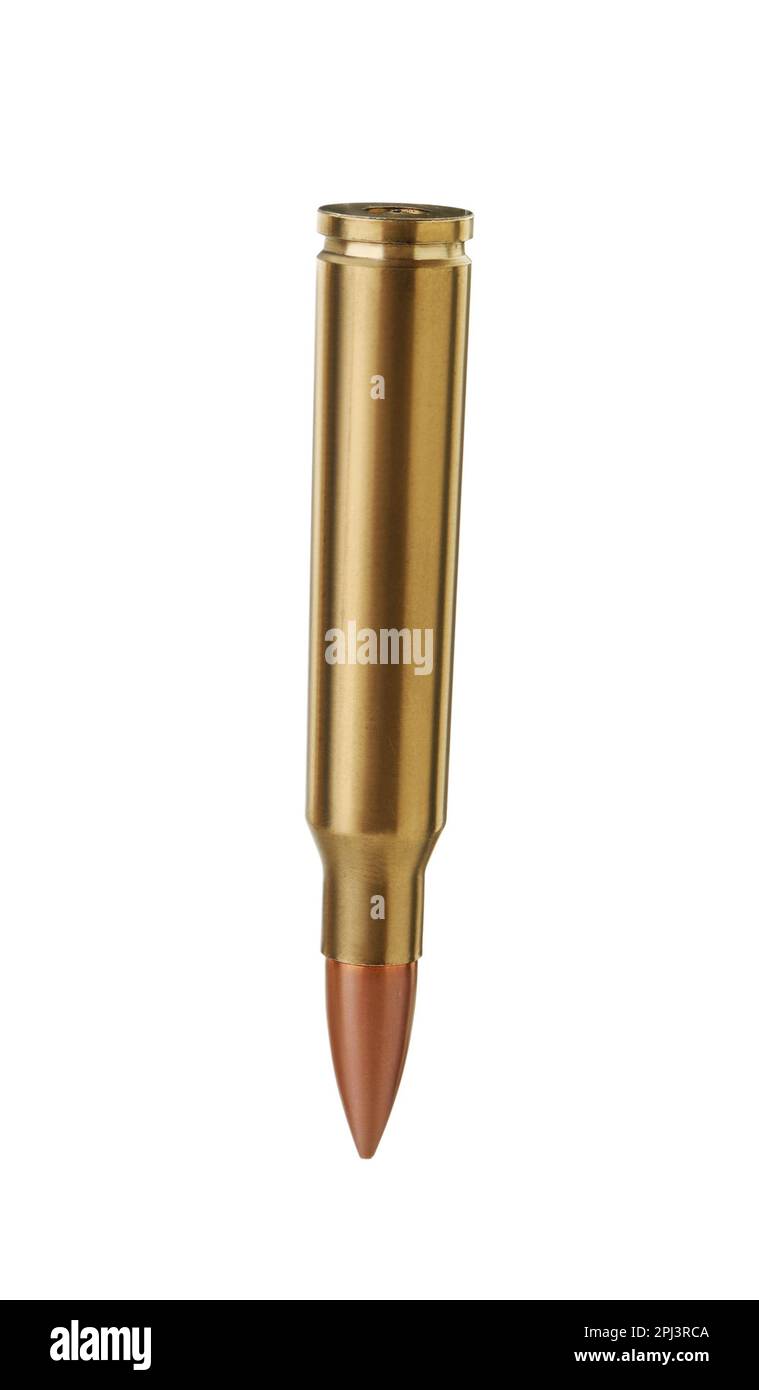 One bullet isolated on white. Firearm ammunition Stock Photo - Alamy