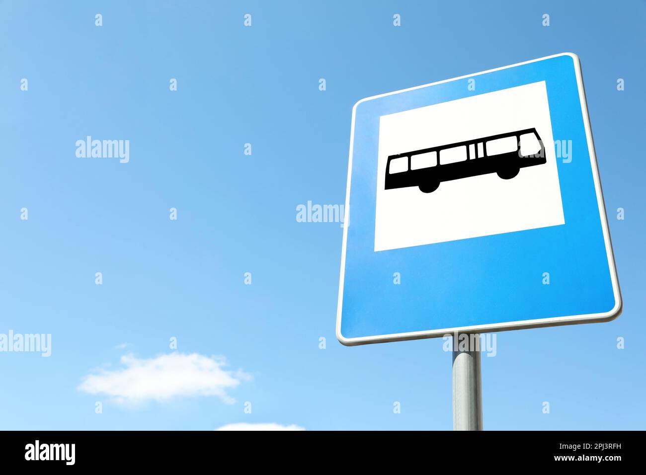 Traffic sign Bus Stop against blue sky, space for text Stock Photo - Alamy