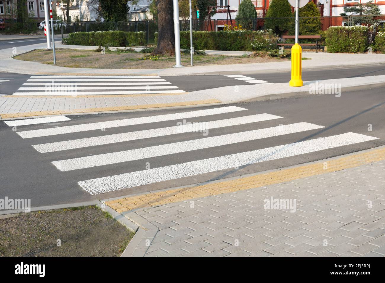 Asphalt road with pedestrian crossing on city street Stock Photo - Alamy