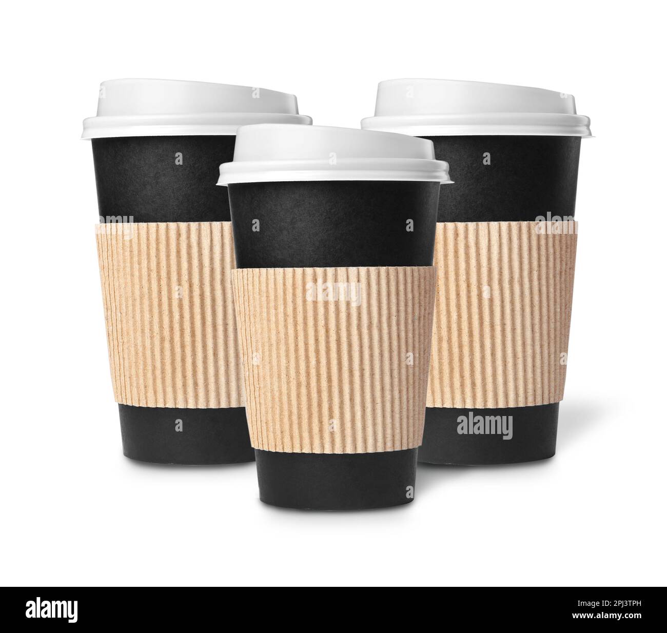 Takeaway paper coffee cups isolated on white Stock Photo - Alamy