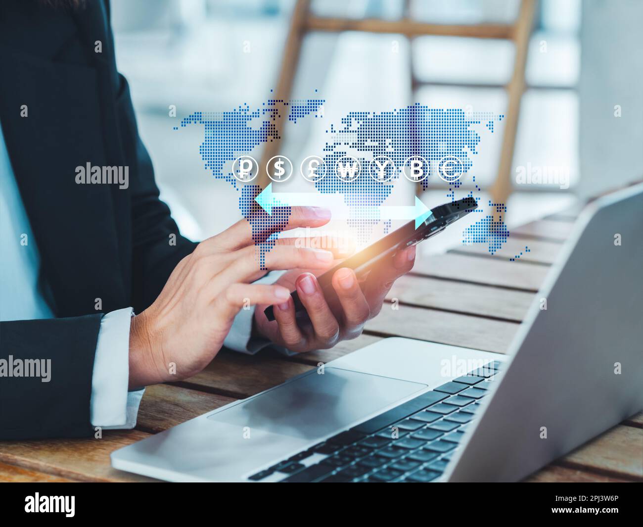 Money exchange, currency transfer with online banking and interbank ...