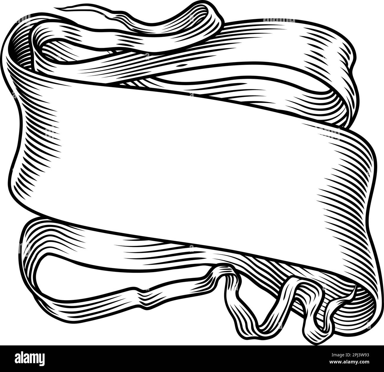 Scroll Banner Paper Ribbon Woodcut Vintage Etching Stock Vector Image ...