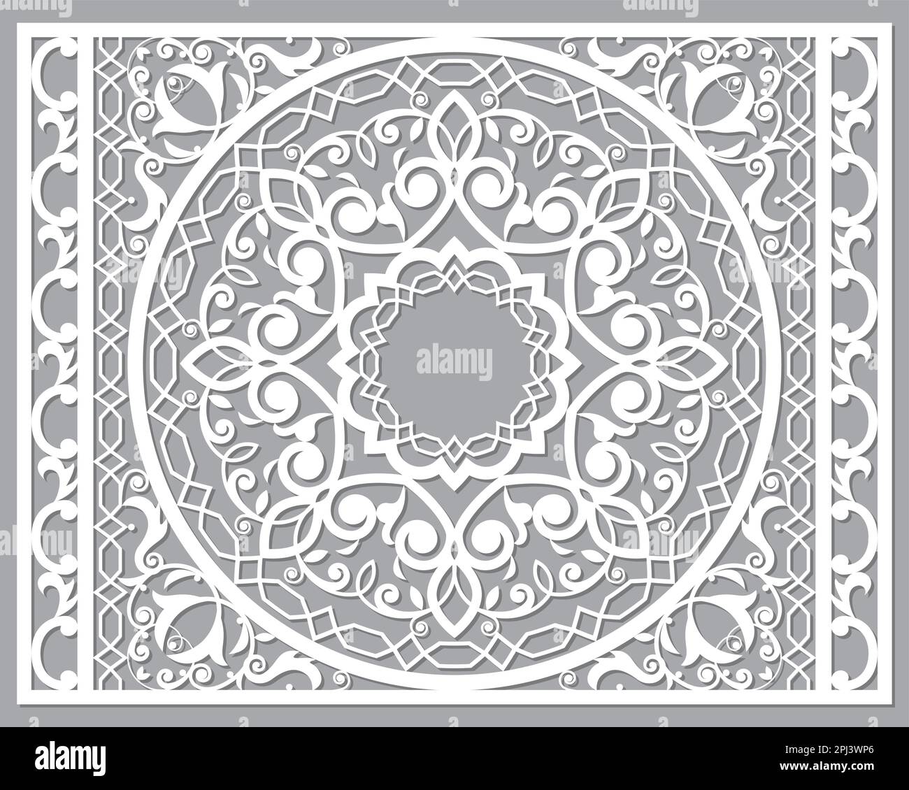 Traditional Moroccan vector wall panel design - mandala in floral ...