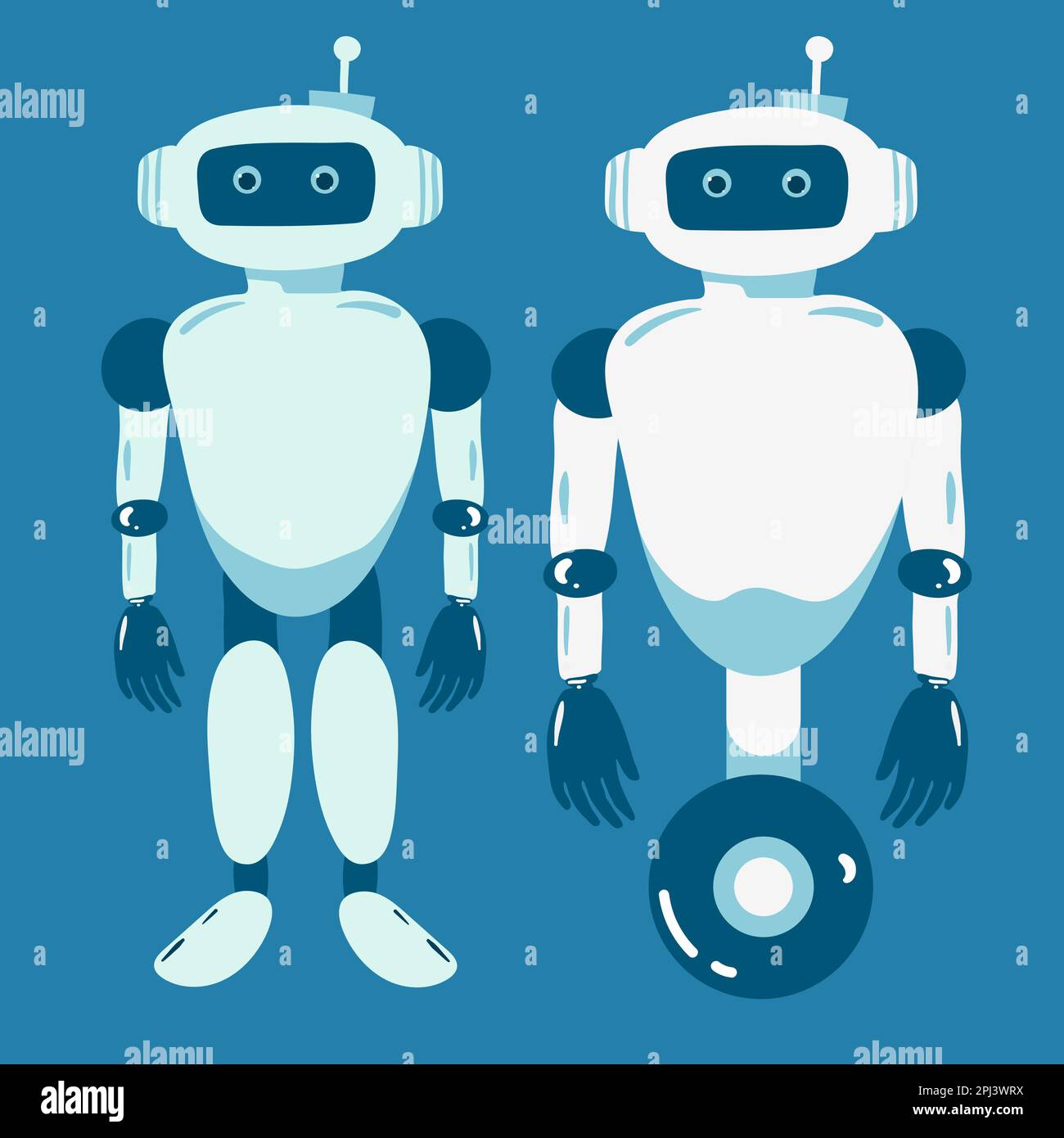 Alien robots, future technology cartoon characters. Robotic life forms ...
