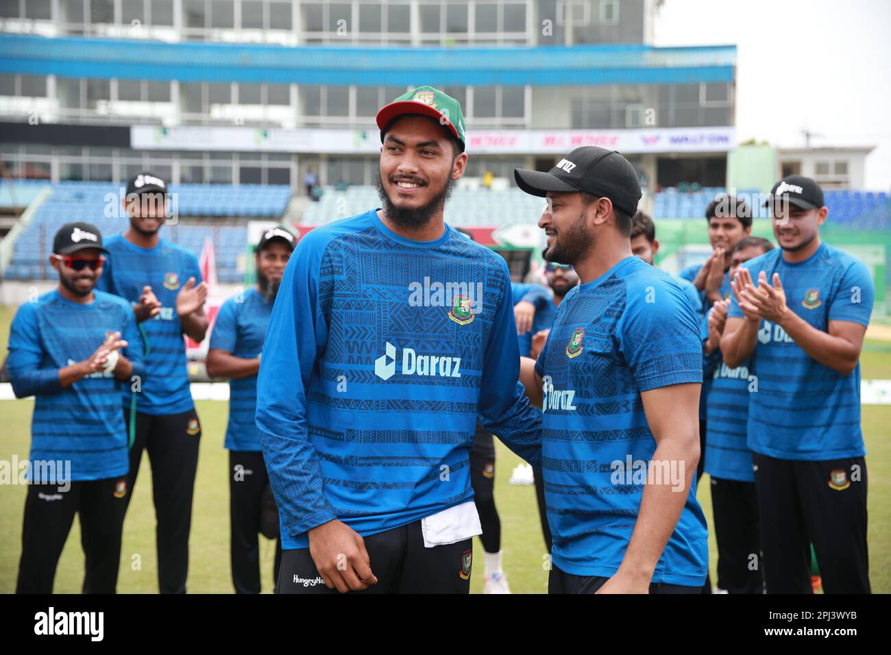 Bangladesh cricketer leg Spiner debutant Rishad Hossain gets T20I cap from Captain Shakib Al ...