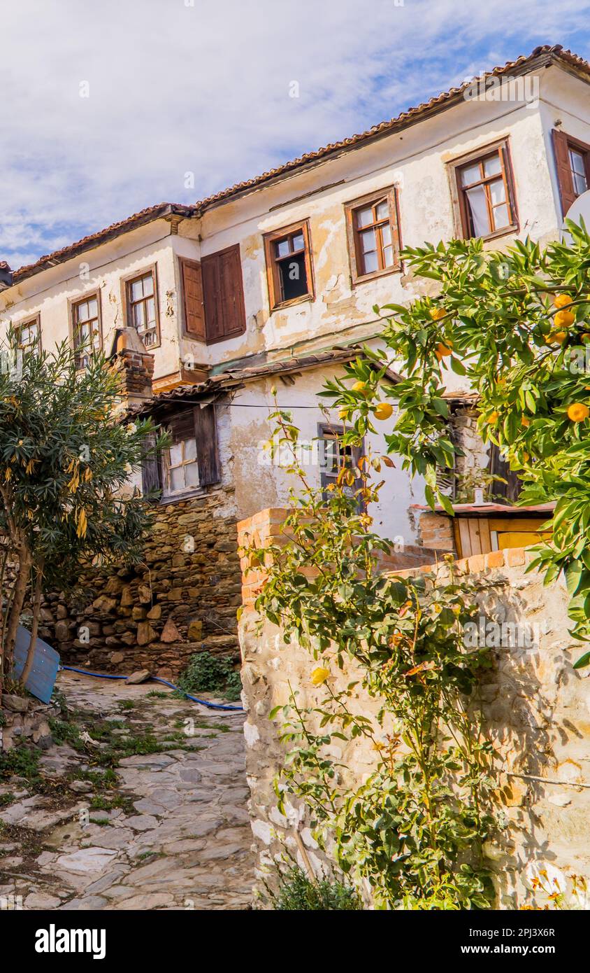 A vertical view of traditional Ottoman houses in the famous wine town ...