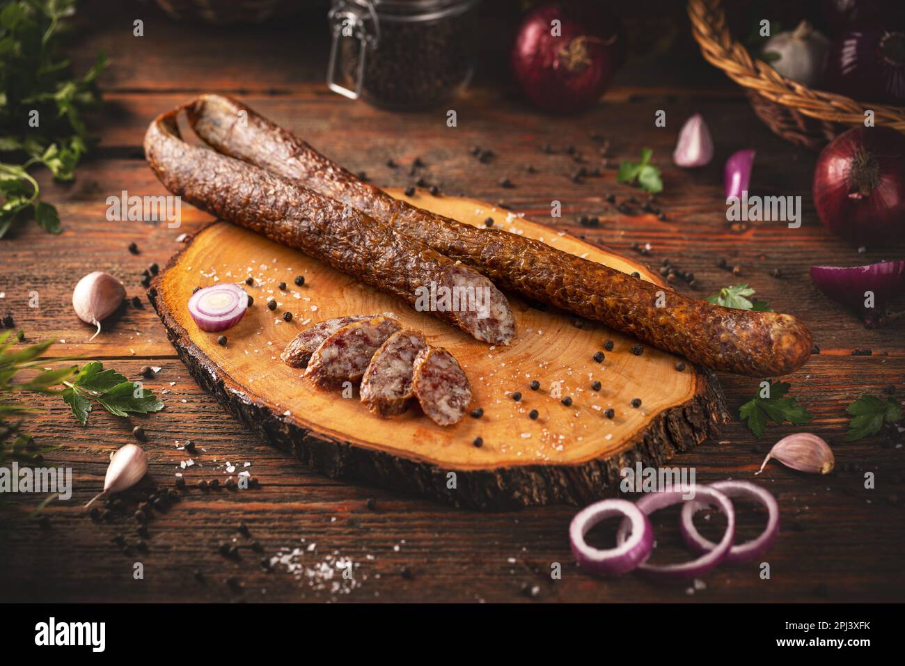 Long sausage on table hi-res stock photography and images - Alamy