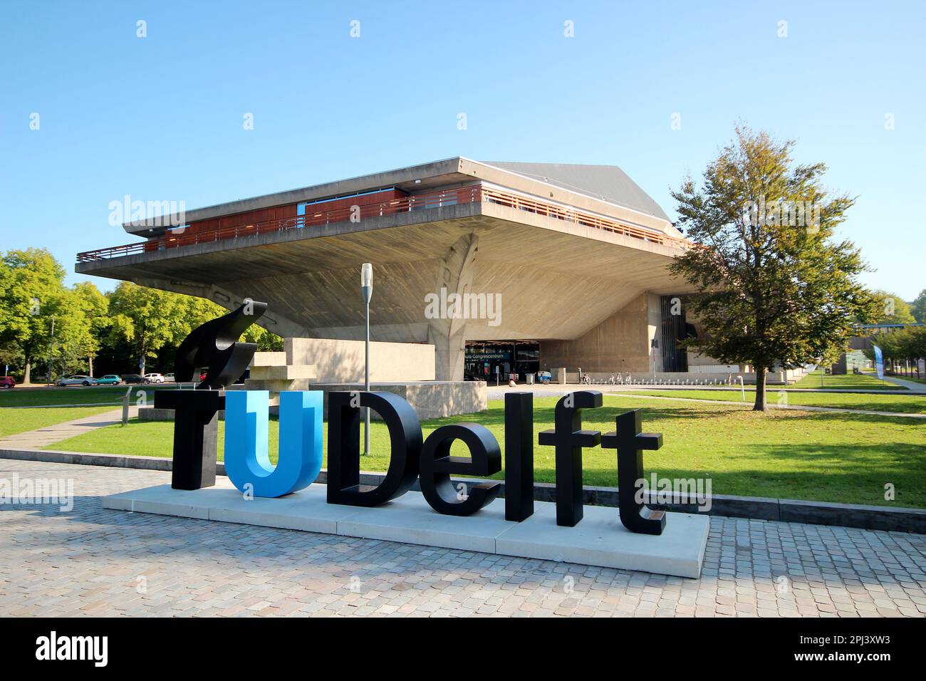 Logo in letters for the auditorium of the Technical University of Delft ...