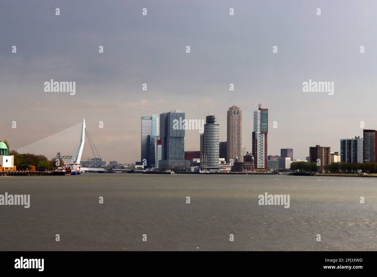 View over the Nieuwe Maas with the Skyline of Rotterdam in the ...