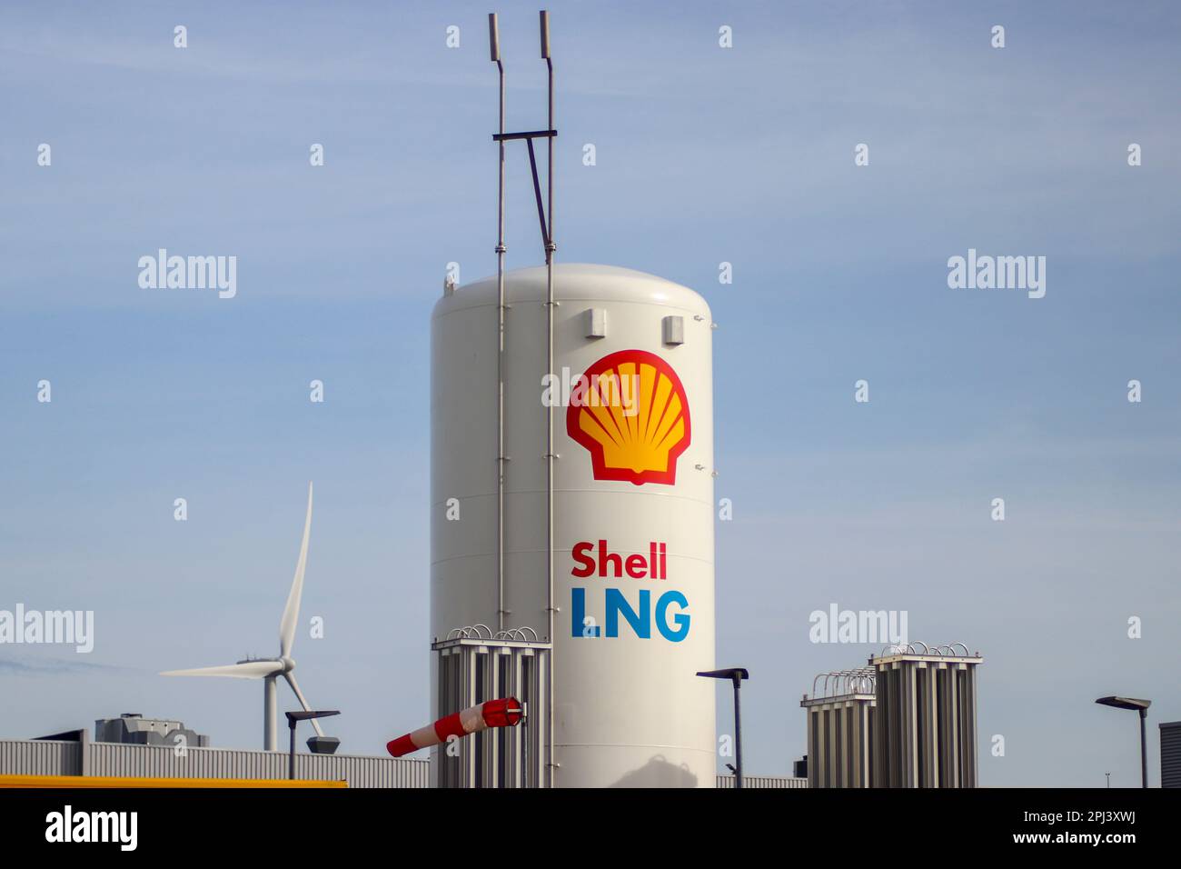 Tank with liquefied natural gas (LNG) for trucks at Doelwijk in ...