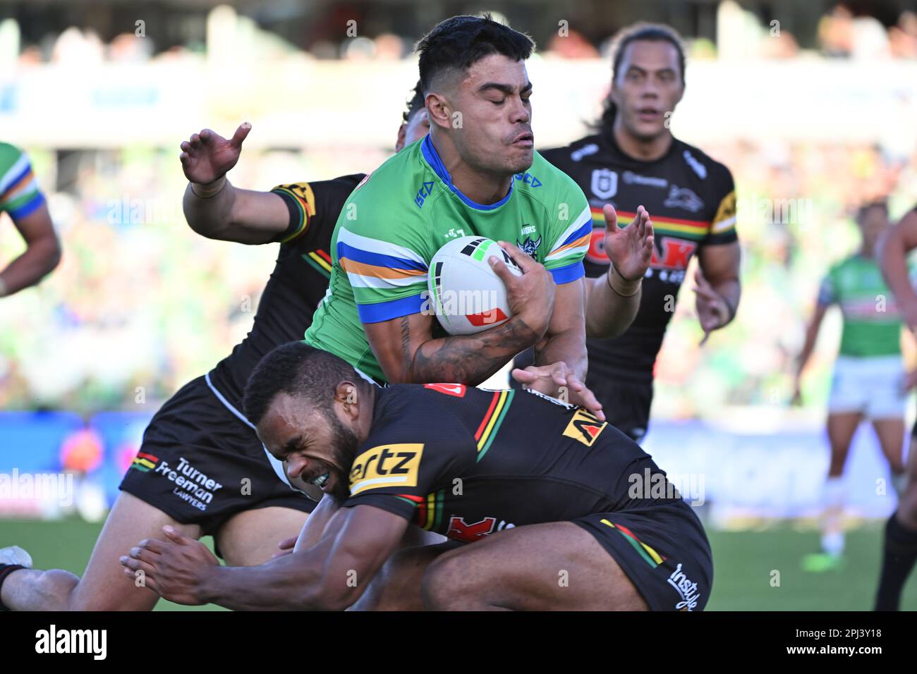 Raiders Matthew Timoko in action during the NRL Round 5 match between ...