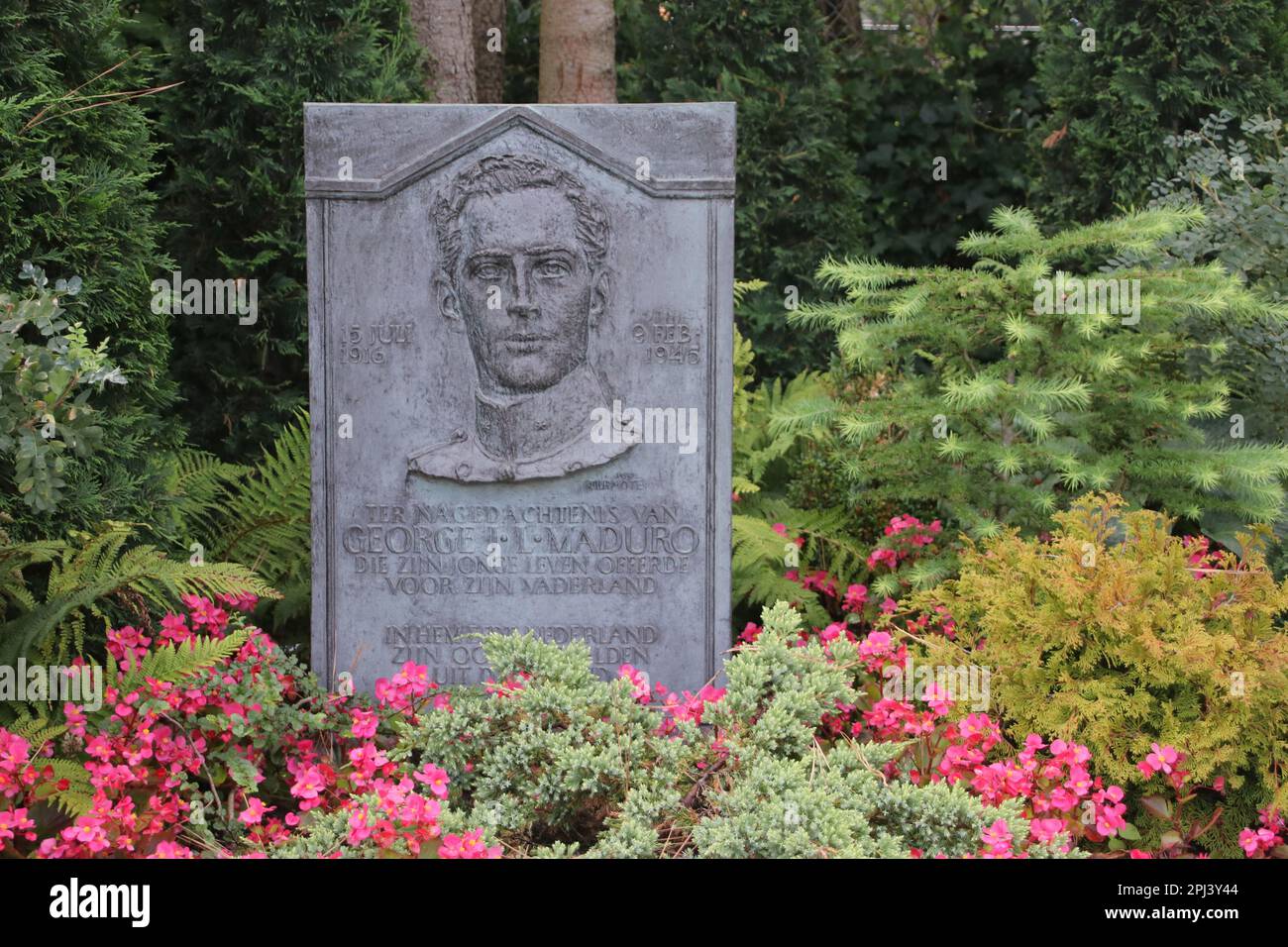Stone in memory of George Maduro, fallen war hero from the Second World ...