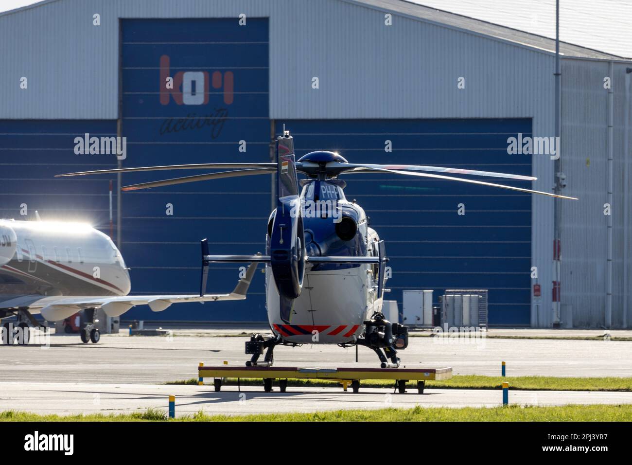 PH-PXA police helicopter on platform at Rotterdam The Hague Airport in ...