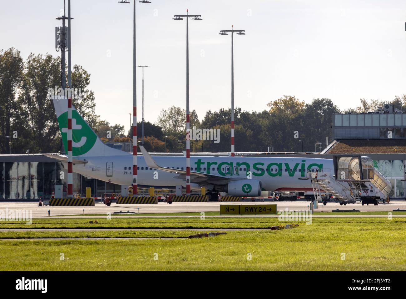 Transavia Airlines PH-HZE Boeing 737 NG on Apron at Rotterdam The Hague ...