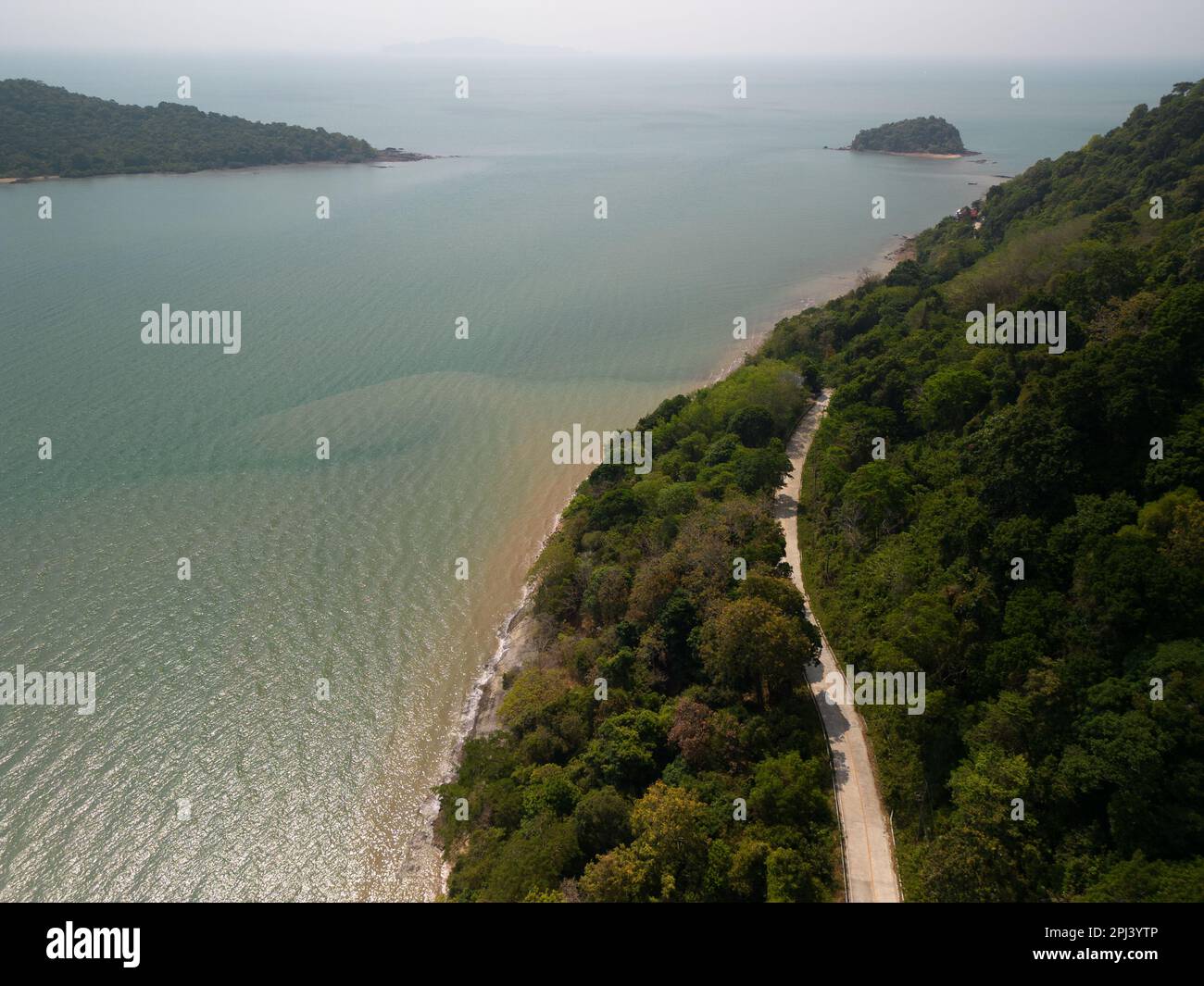Aerial view of Andaman sea coastline with wavy road along it Stock ...