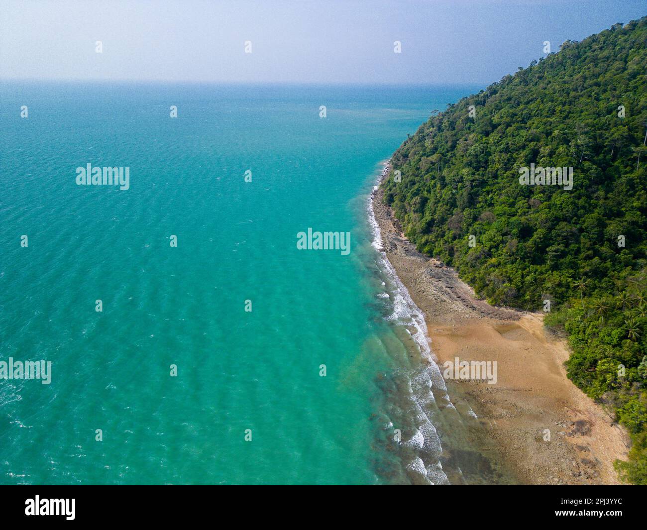 Aerial view of Andaman sea coastline on Koh Lanta in Krabi, Thailand ...