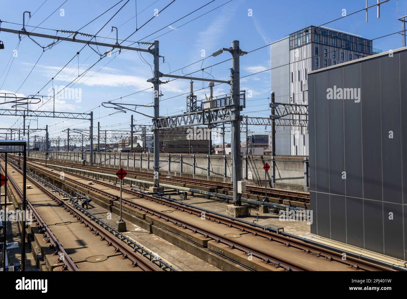 View of railway tracks at Kanazawa Station, Kanazawa, Japan Stock Photo ...