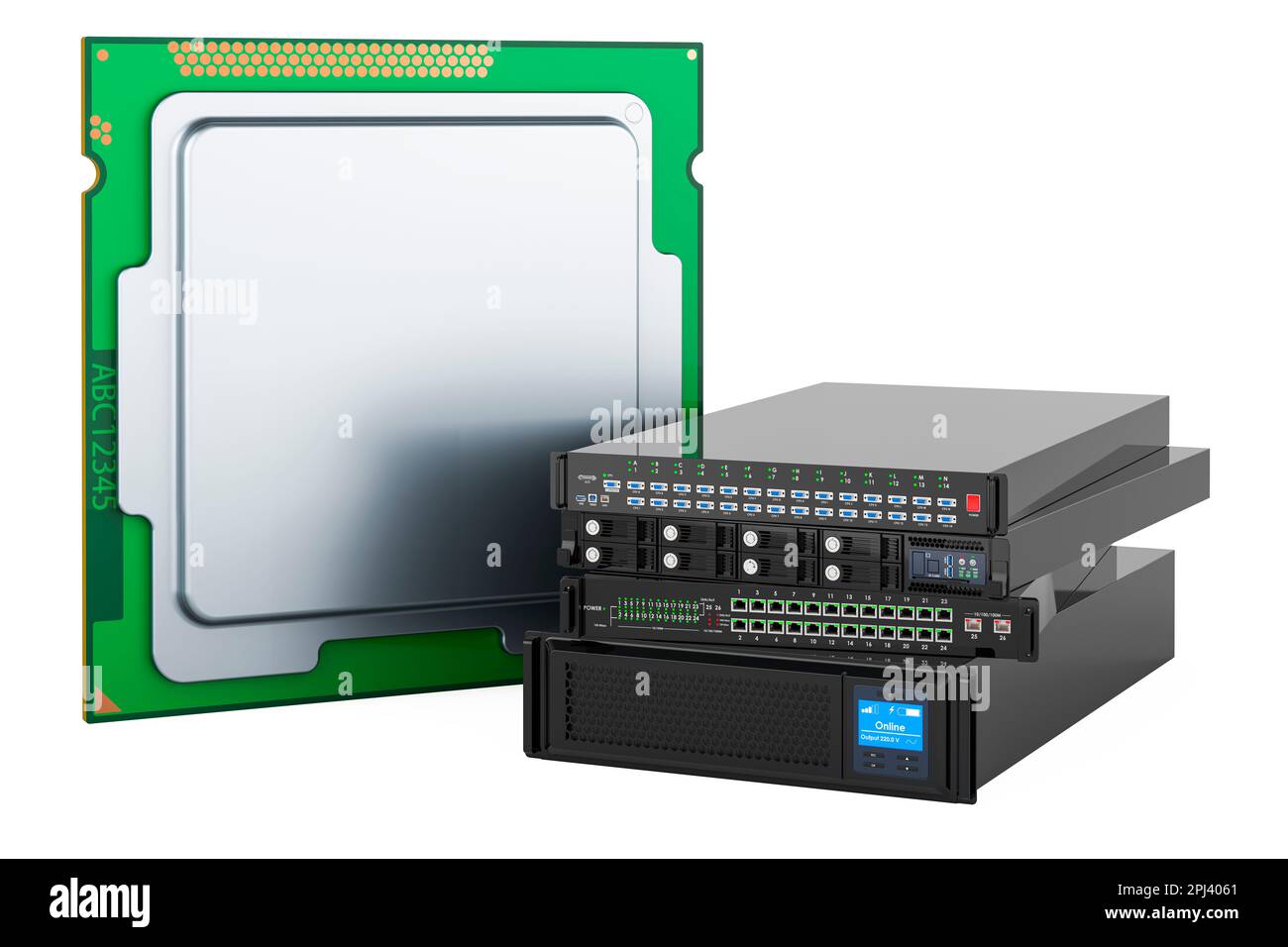 CPU with server equipment, 3D rendering isolated on white background ...