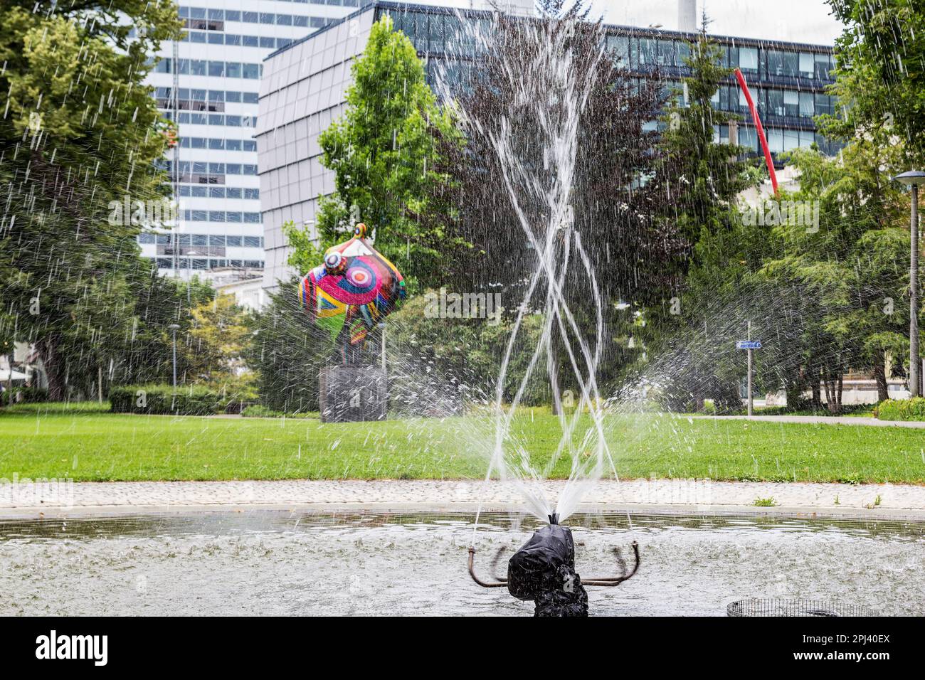 Basel, Switzerland - July 05.2021: The garden of the Tinguely Museum ...