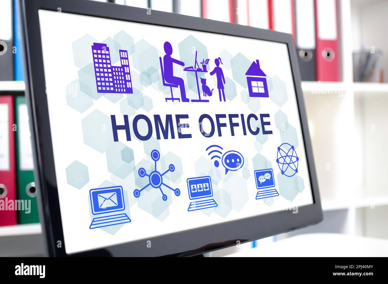 Home office concept shown on a computer screen Stock Photo - Alamy